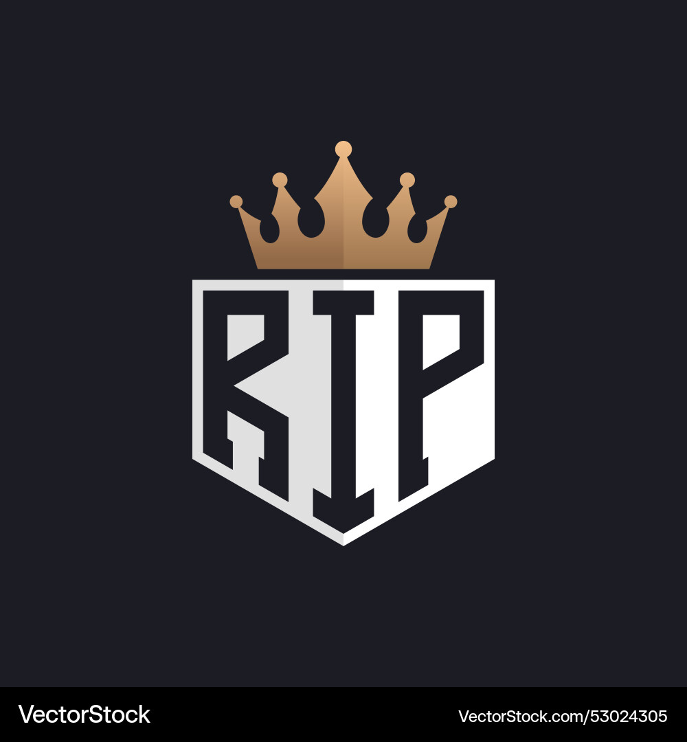 Luxury rip logo with crown elegant initials Vector Image