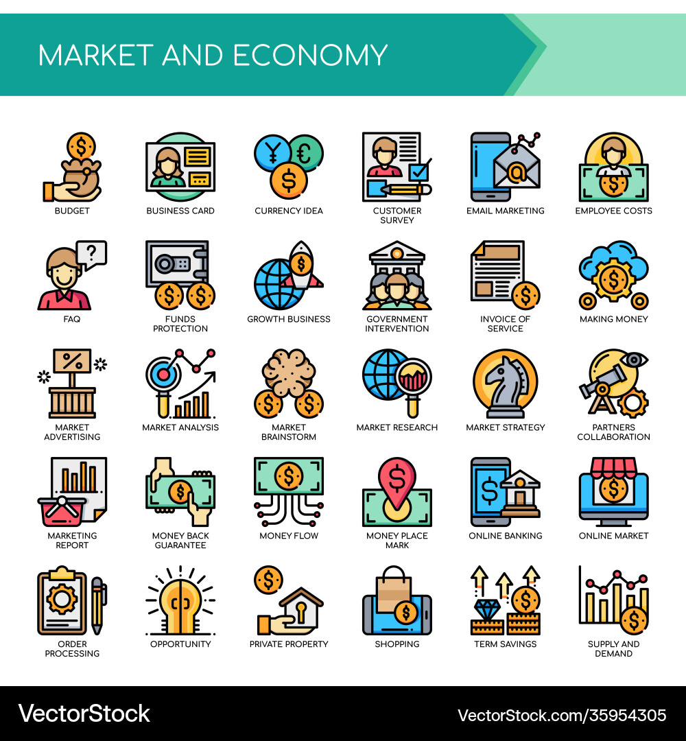 Market and economy thin line pixel perfect Vector Image