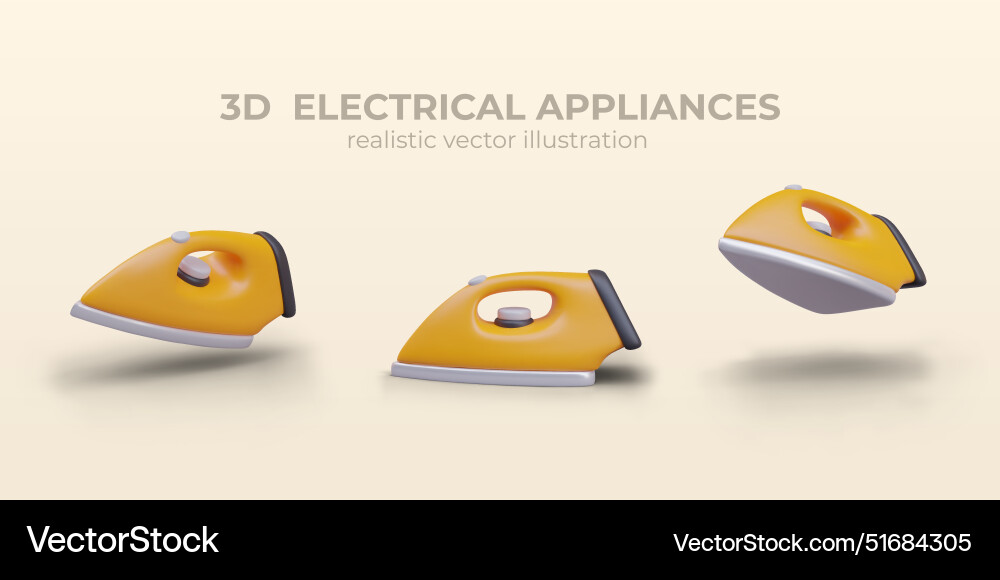 Realistic electric iron with regulator device Vector Image