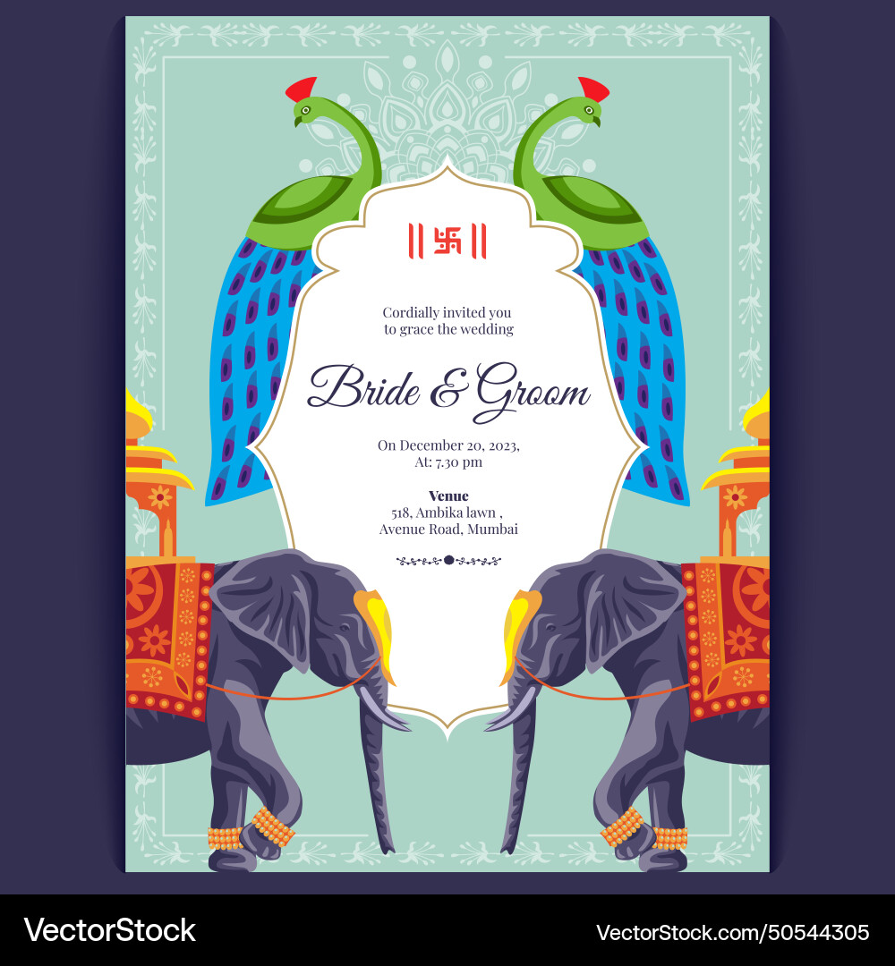 Royal indian wedding card design invitation Vector Image