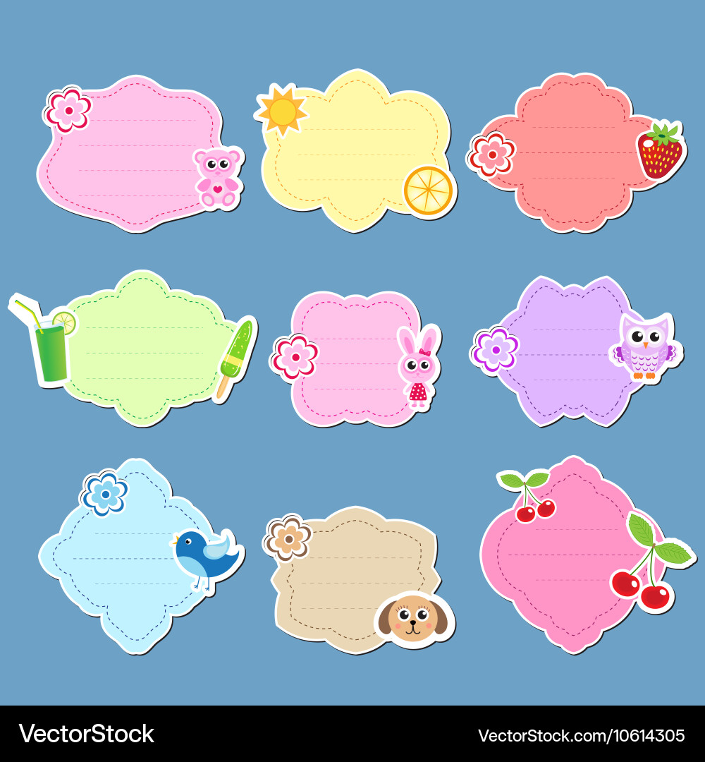 Set of cute labels stickers frames for text Vector Image