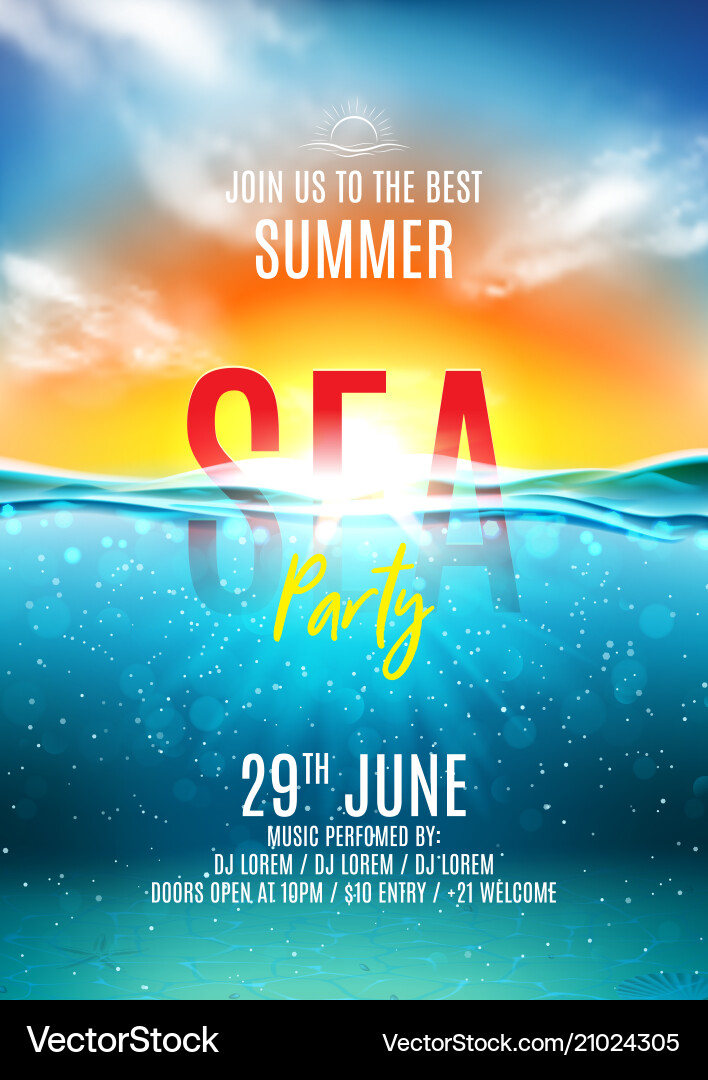 Summer sea party poster Royalty Free Vector Image
