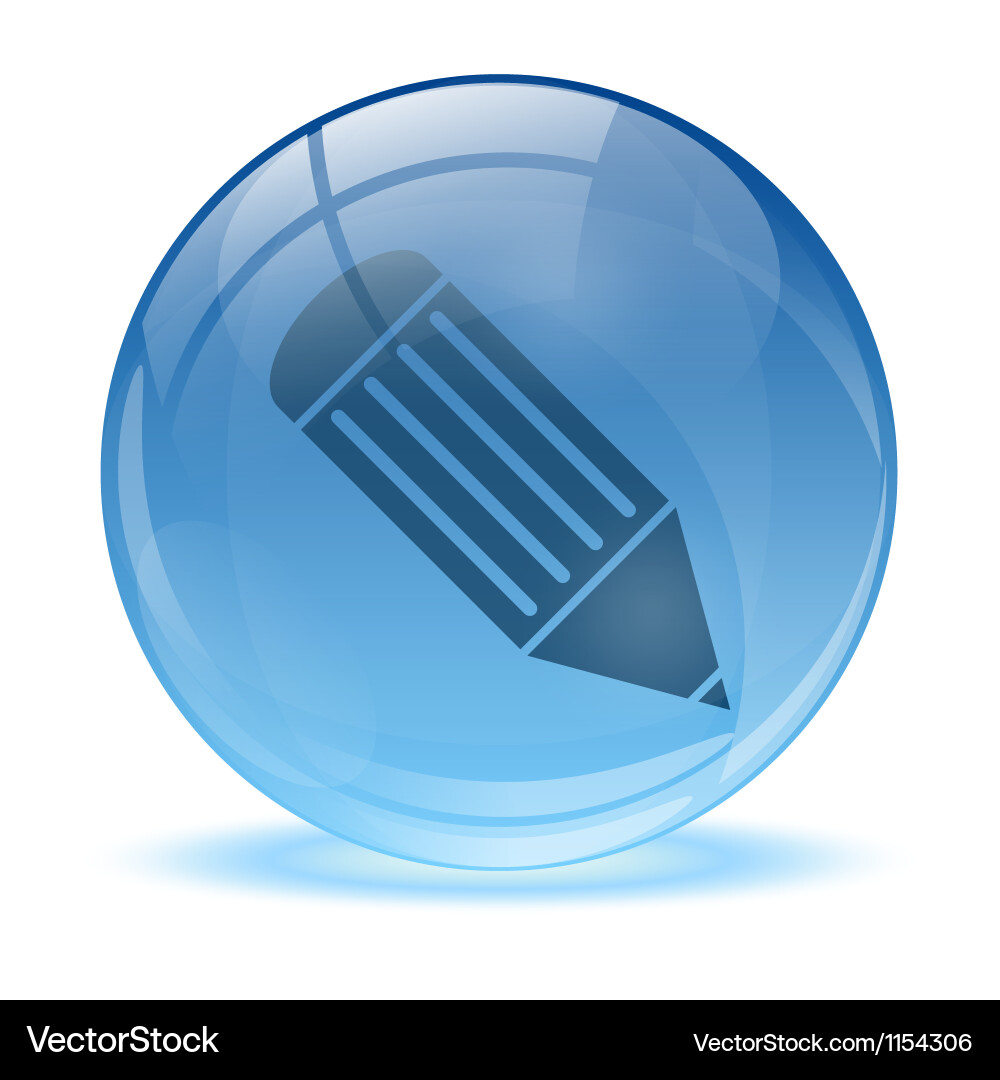 3d glass sphere pen icon Royalty Free Vector Image