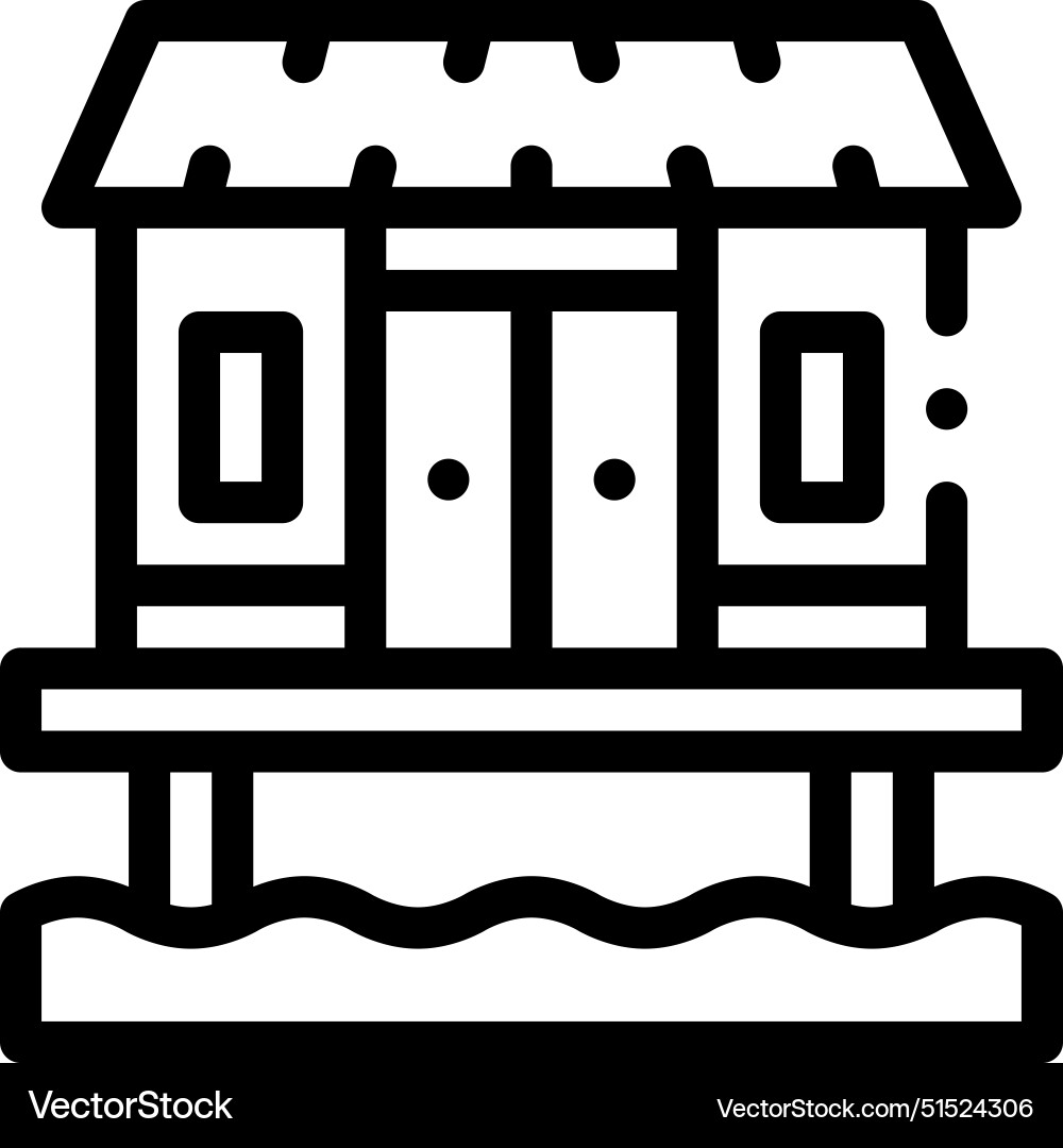 Beach hut icon thin linear style design isolated Vector Image