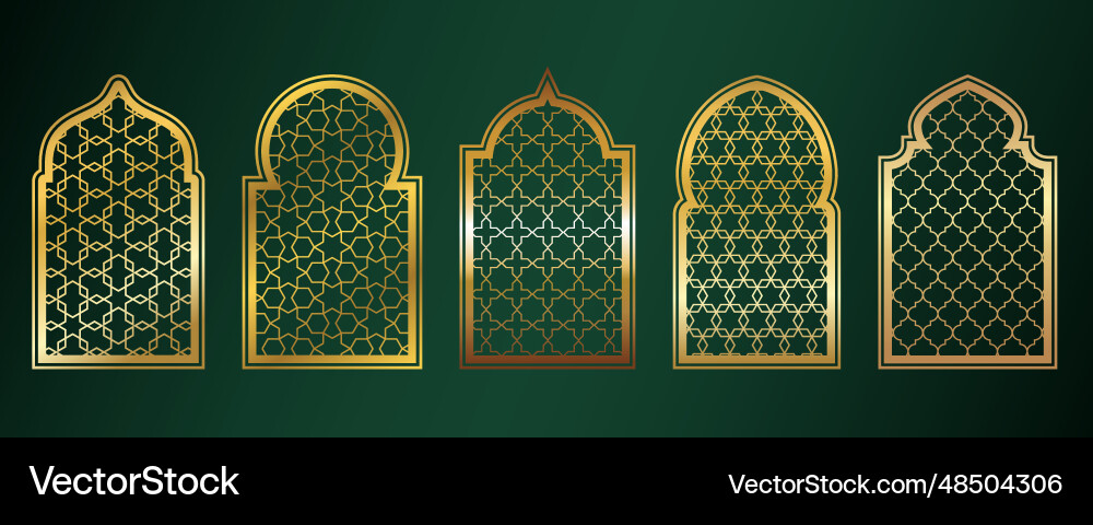Golden amadan windows islamic door frames Vector Image