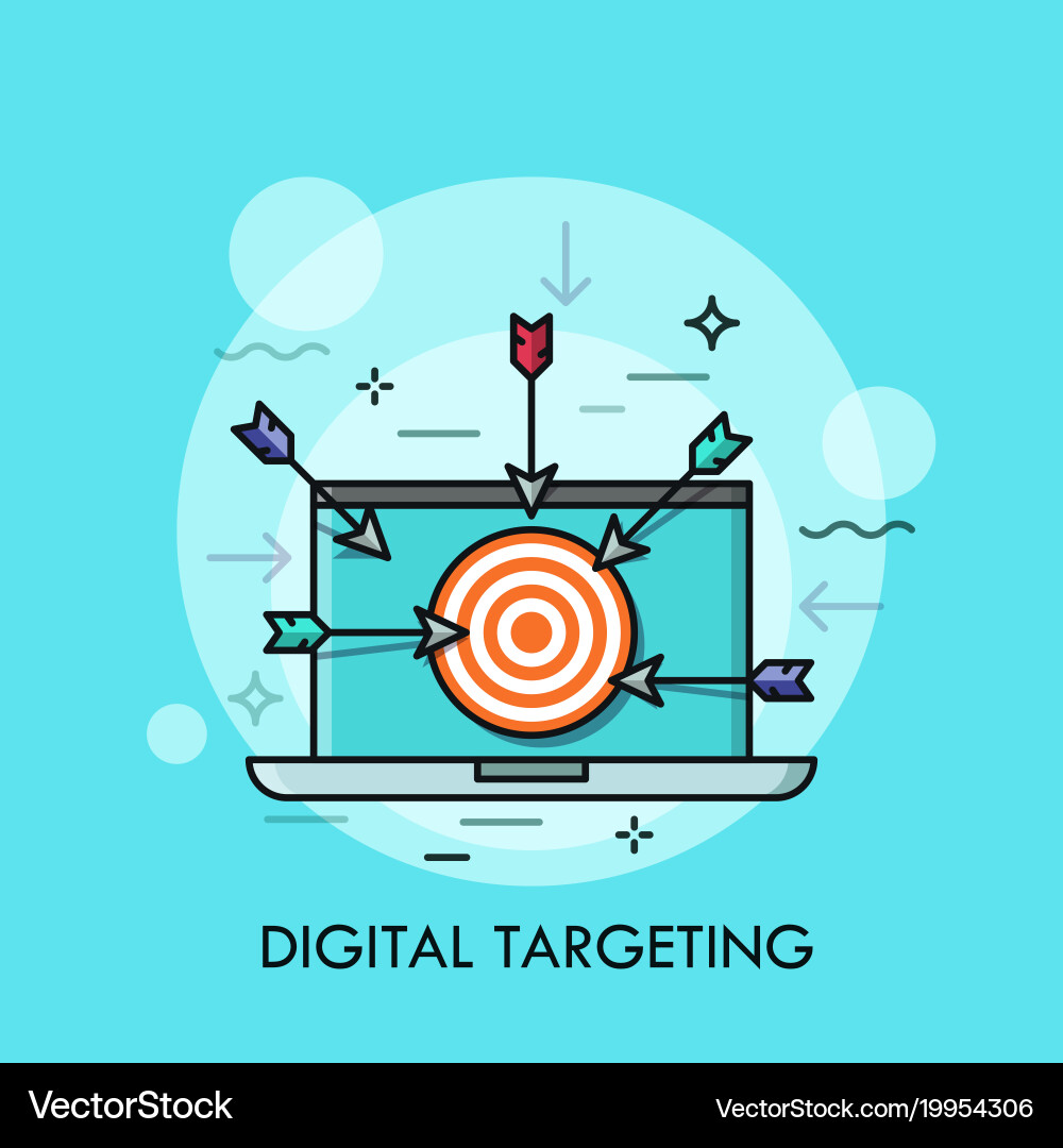 Laptop with shooting target arrows on screen Vector Image