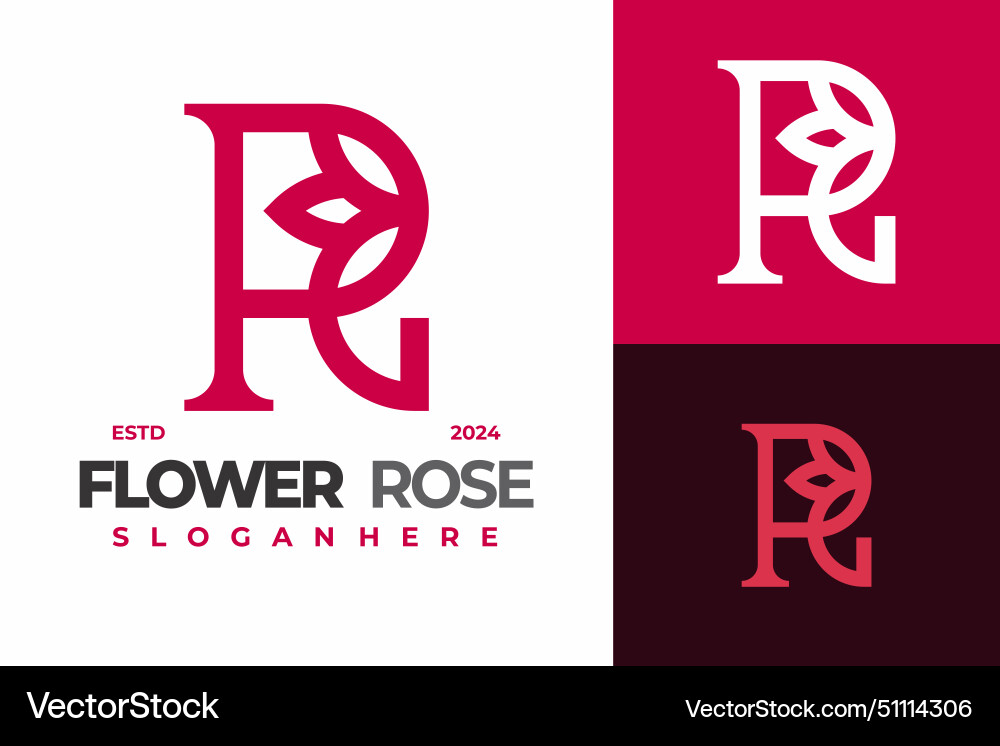 Letter r rose flower monogram logo design symbol Vector Image