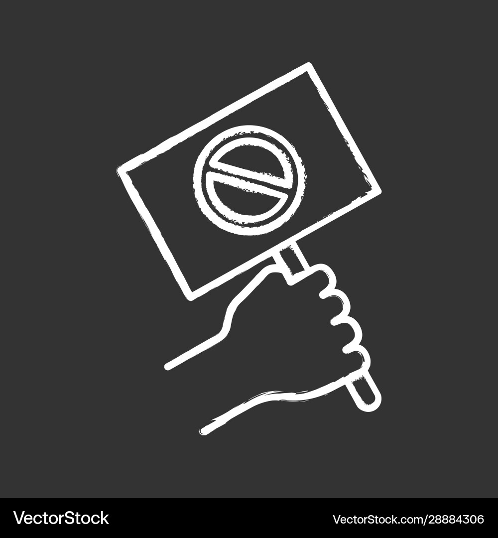 Protest banner in hand chalk icon Royalty Free Vector Image