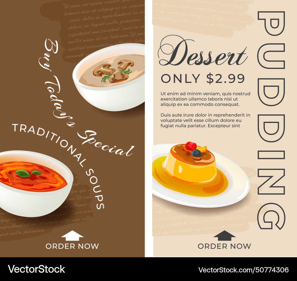 Pudding dessert promotional offer Royalty Free Vector Image