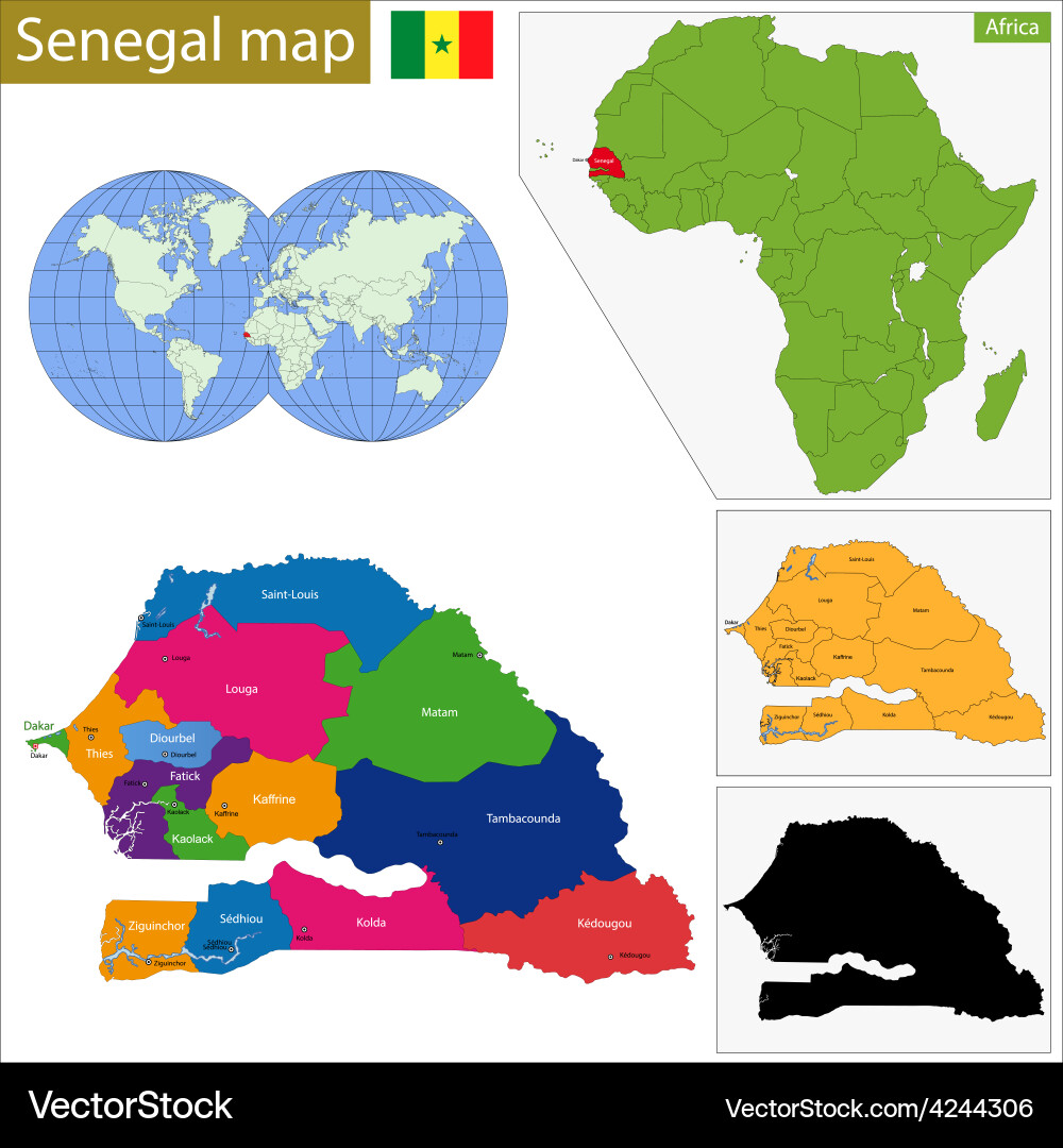 Senegal map Royalty Free Vector Image - VectorStock