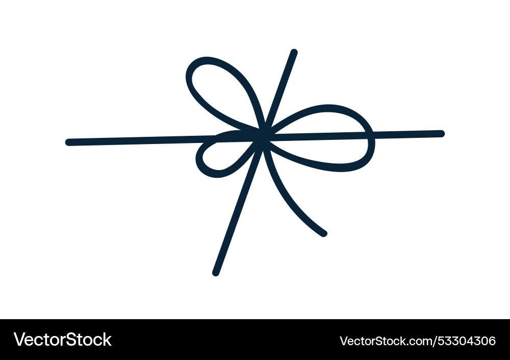 String bow knot tied thin ribbon thread Royalty Free Vector