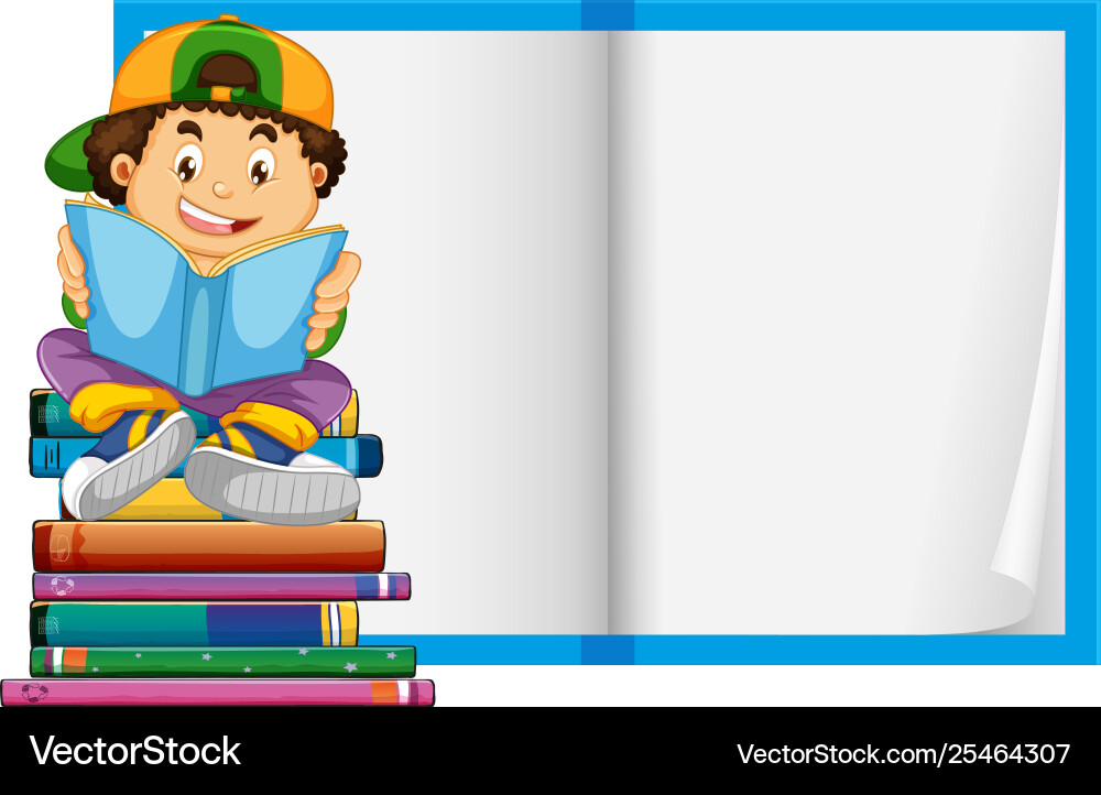 A boy on blank template Royalty Free Vector Image