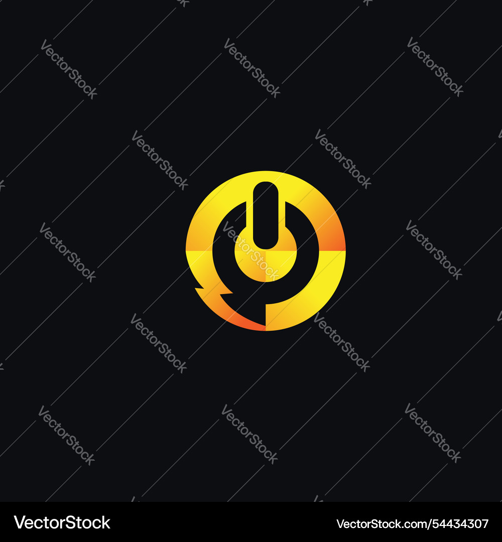 Abstraktes gelbes und oranges Power-Button-Logo Vektorbild