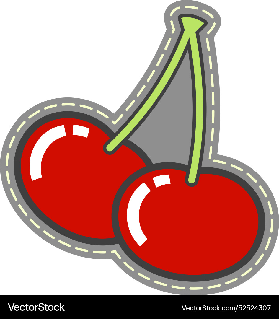 Cherries patch funny clothing pin berry sticker Vector Image