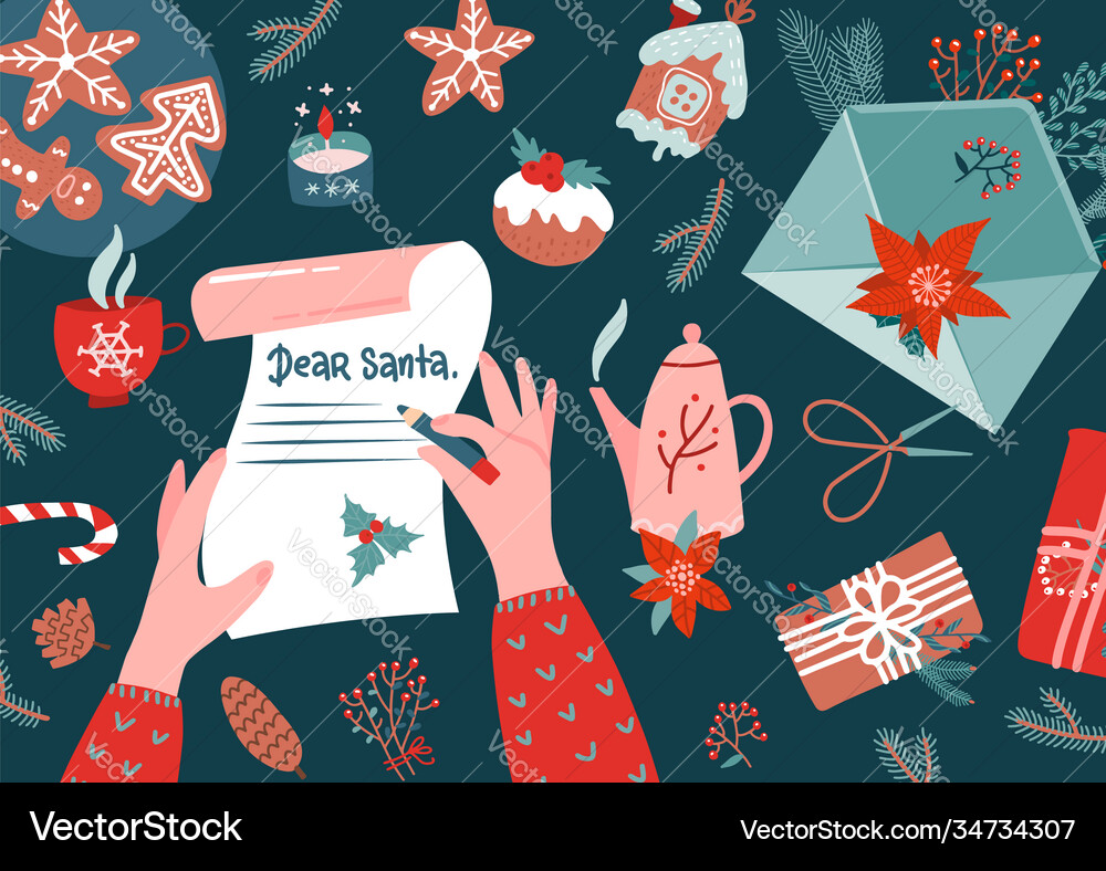 Christmas Letter Writing Scene Royalty Free Vector Image