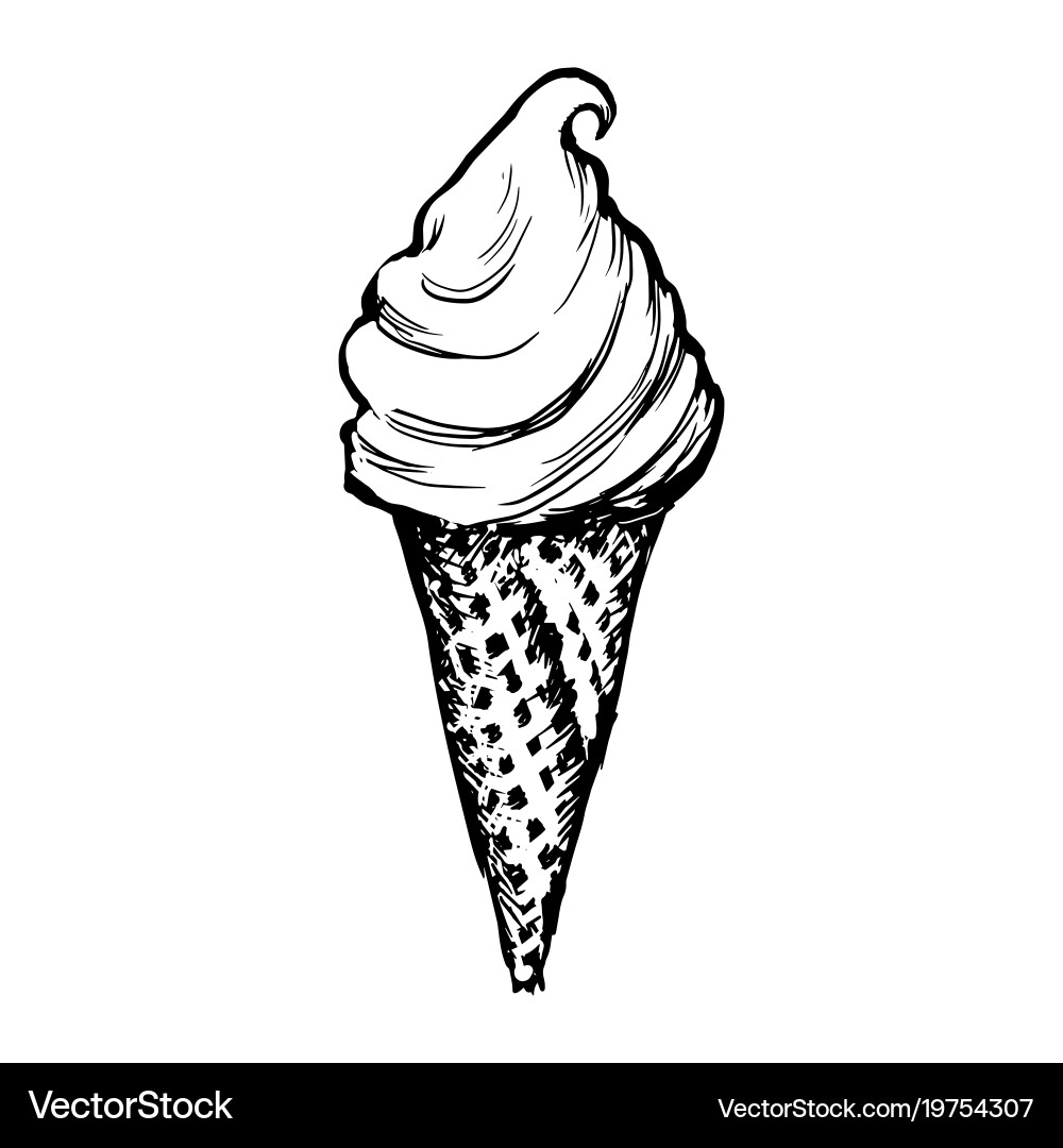 Hand Drawn Ice Cream Cone Sketch Royalty Free Vector Image