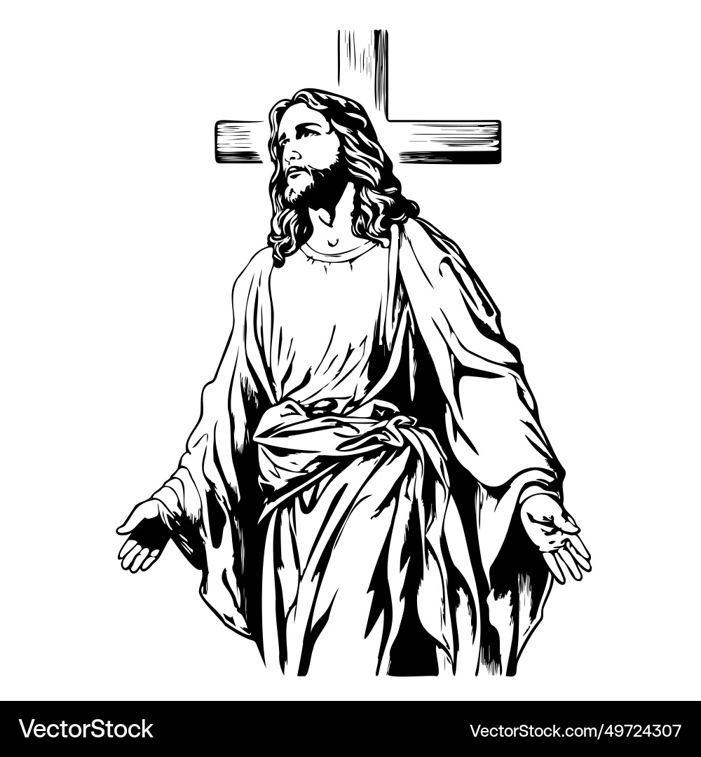 Jesus Christ Hand Drawing - Holy Figure Royalty Free Vector