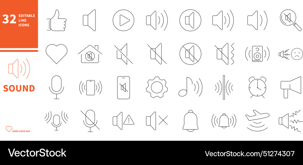 Sound icon set Royalty Free Vector Image - VectorStock