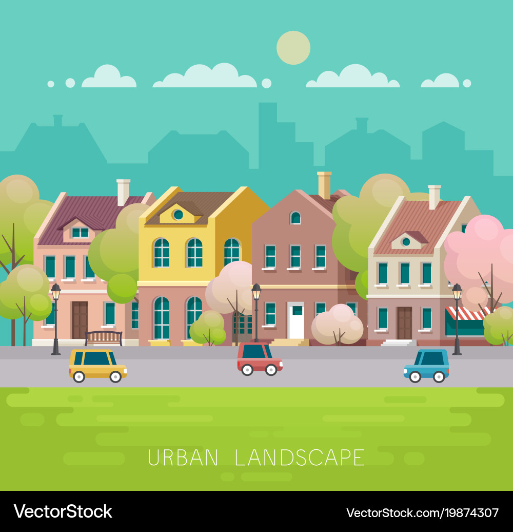 Spring cityscape Royalty Free Vector Image - VectorStock