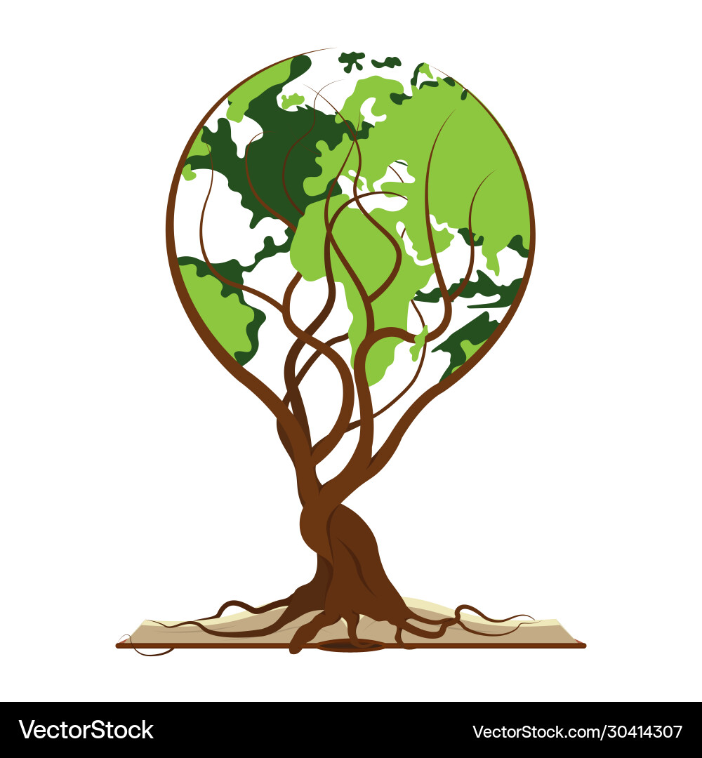 World tree and opened book Royalty Free Vector Image
