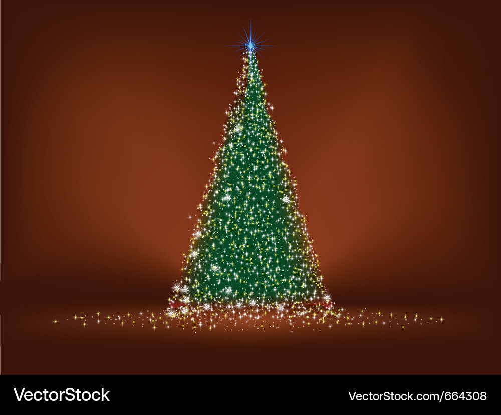 Abstract Green Christmas Tree with Sparkles Vector Image