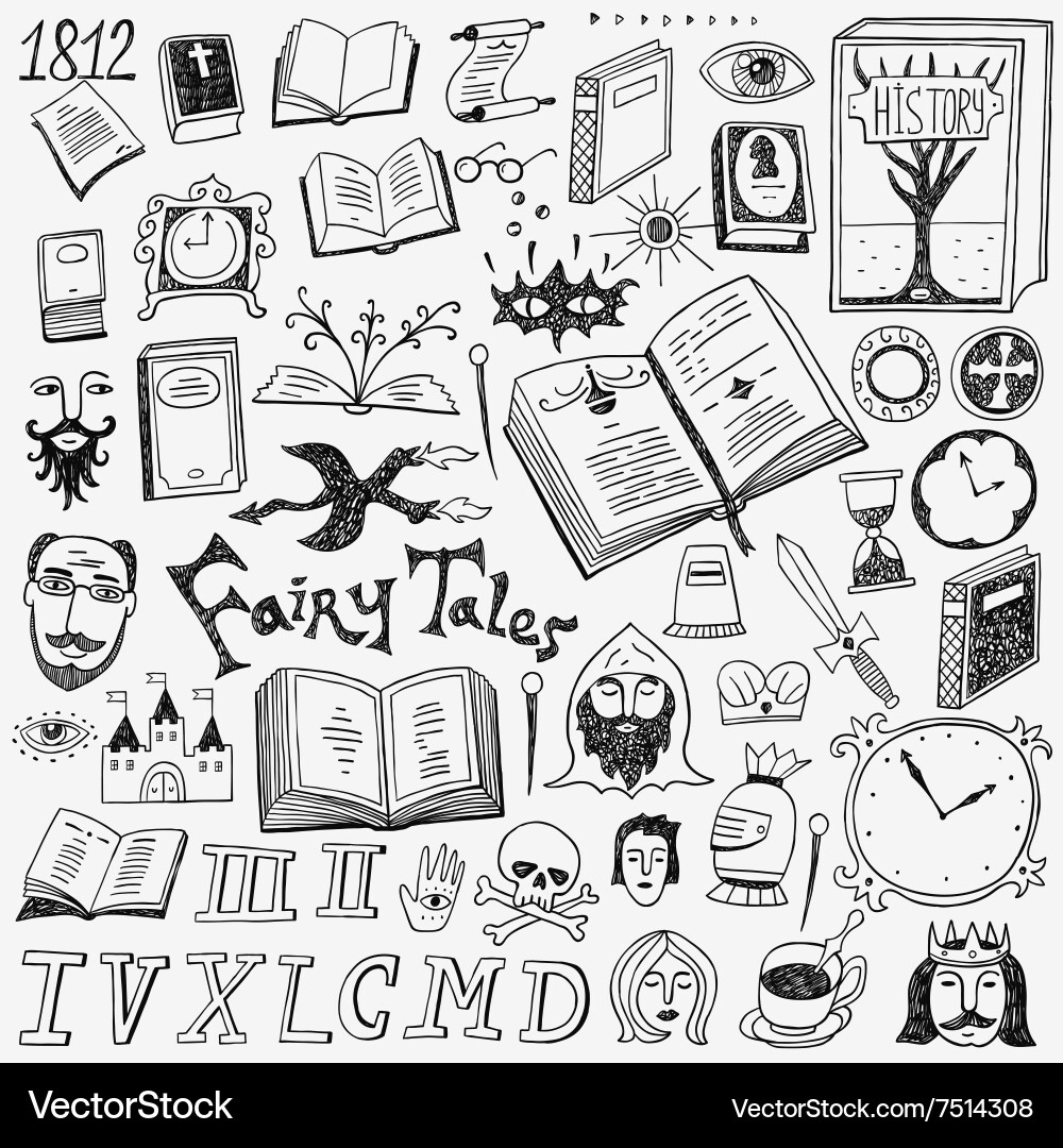 Books doodles set Royalty Free Vector Image - VectorStock