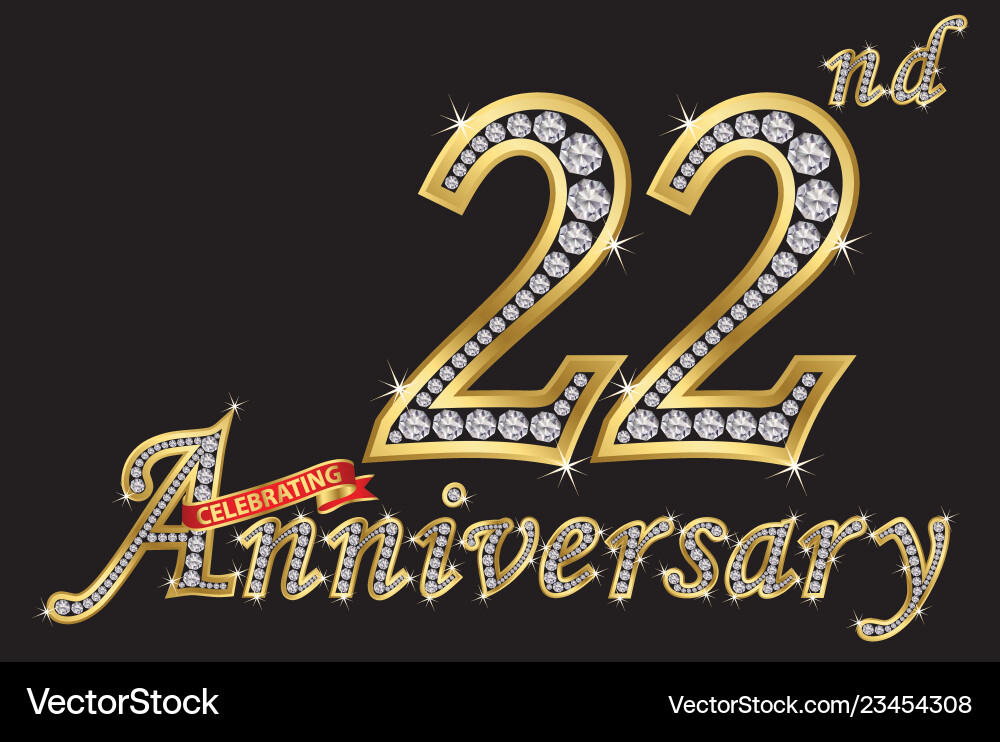 Celebrating 22th anniversary golden sign – Royalty-Free Vector ...
