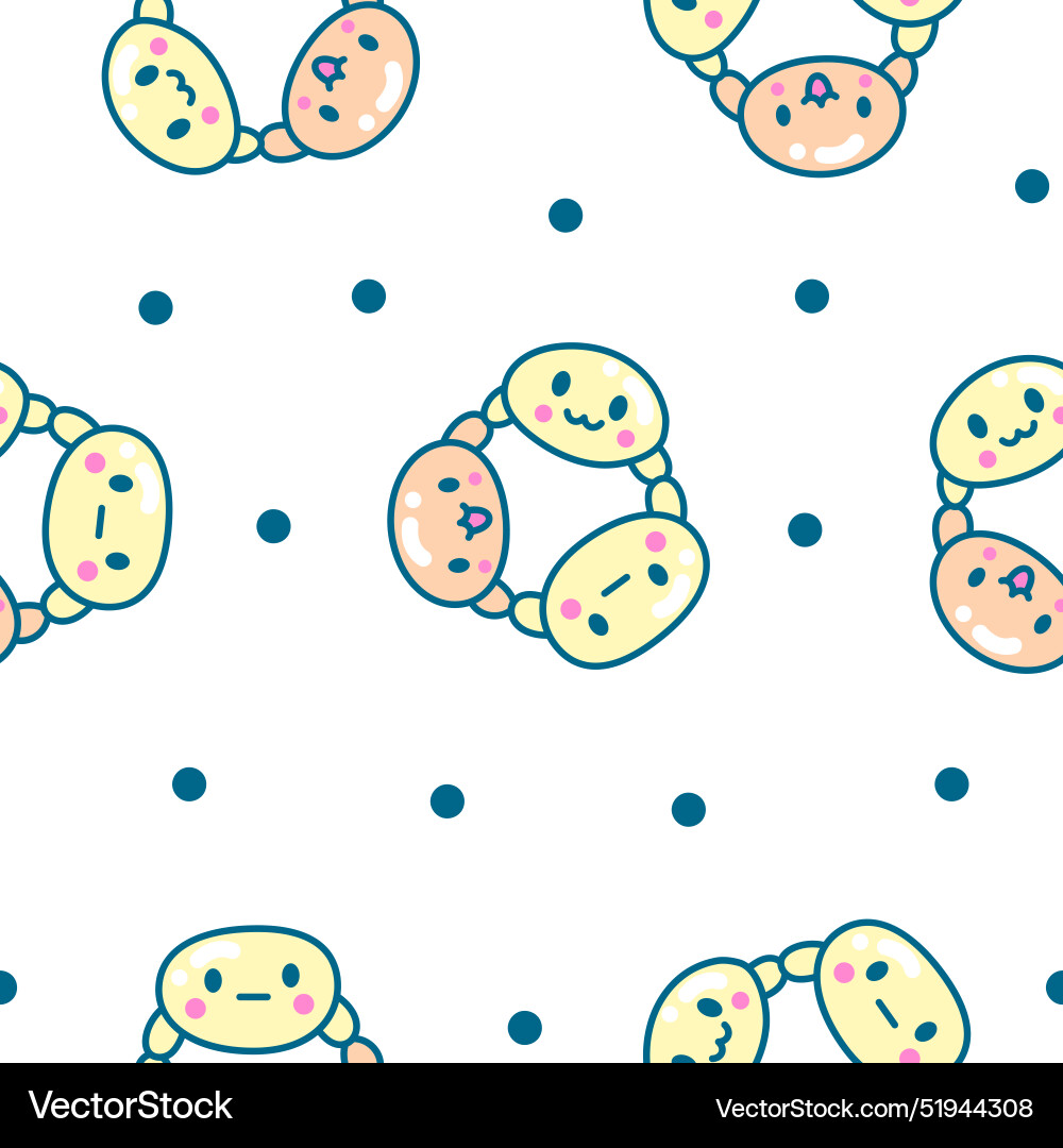 Cute friends kawaii tapioca pearls seamless Vector Image