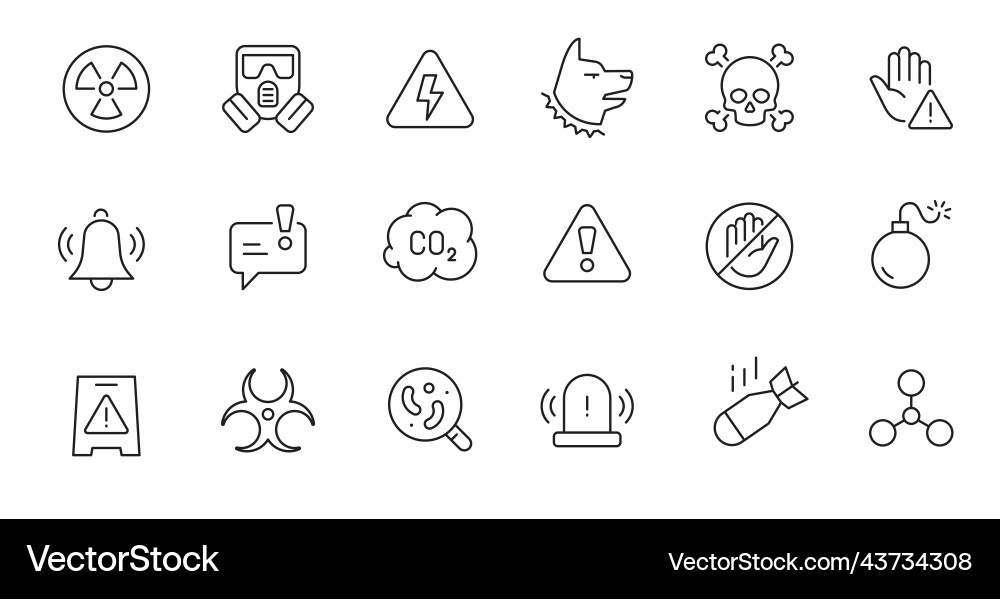 Danger warn attention icon set line alert Vector Image