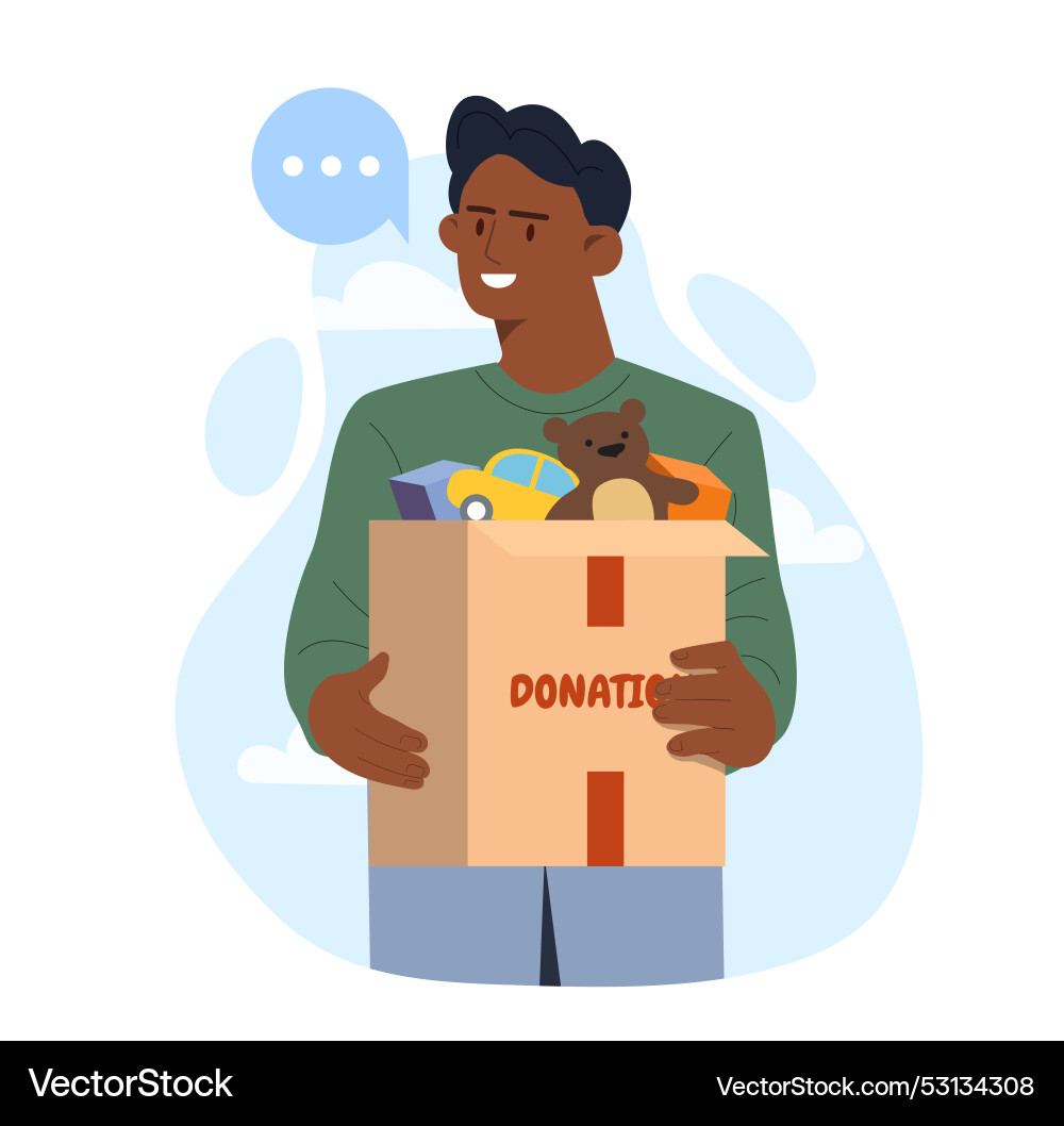 Man with donation box activist and volunteer Vector Image