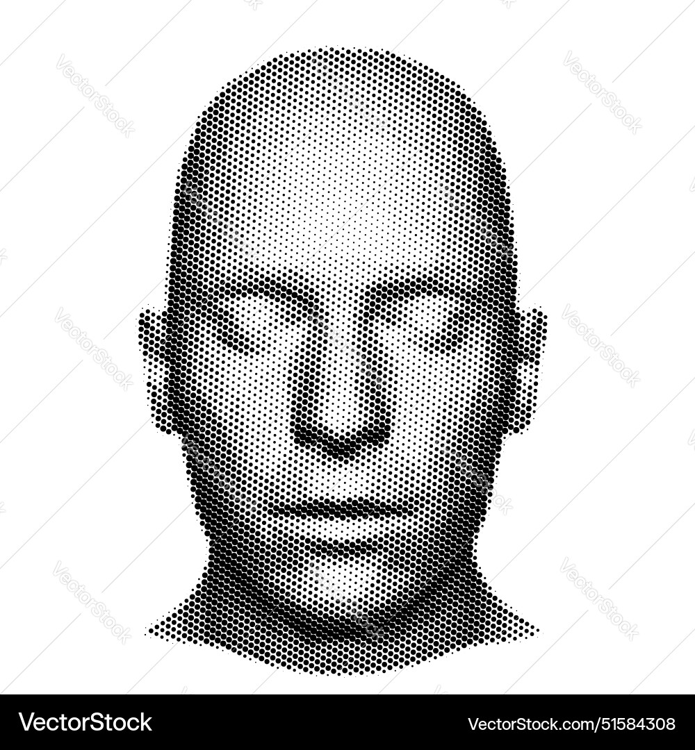 Polygonal halftone human head front view Vector Image