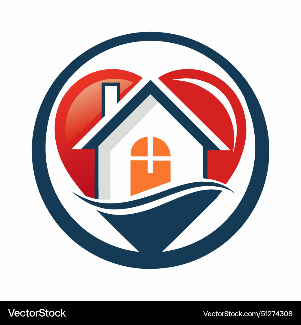 Real estate logo design with home love shape Vector Image