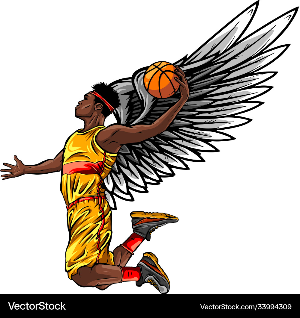 Basketball player jumps to dunk Royalty Free Vector Image