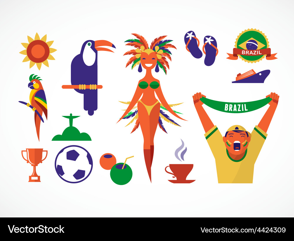 Brazil icons Royalty Free Vector Image - VectorStock