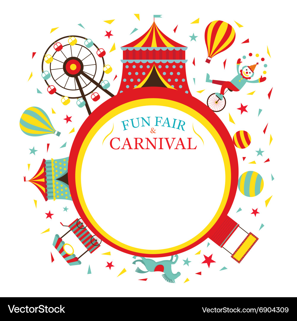 Fun fair carnival circus round frame Royalty Free Vector
