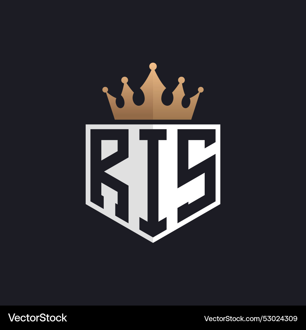 Luxury ris logo with crown elegant initials Vector Image