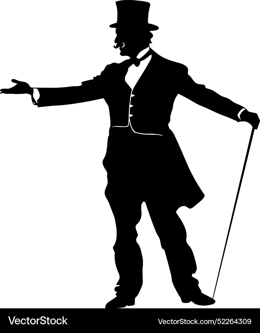 Silhouette of a circus ringmaster Royalty Free Vector Image