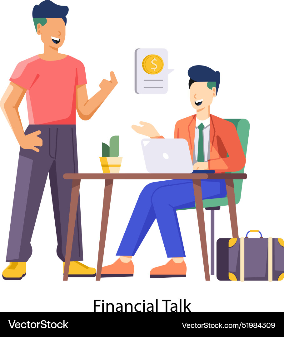 Webflat of financial talk between tea Royalty Free Vector