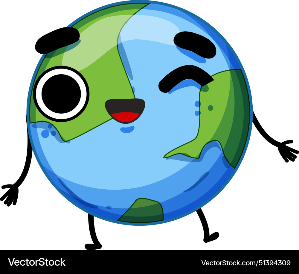 World earth planet character cartoon Royalty Free Vector
