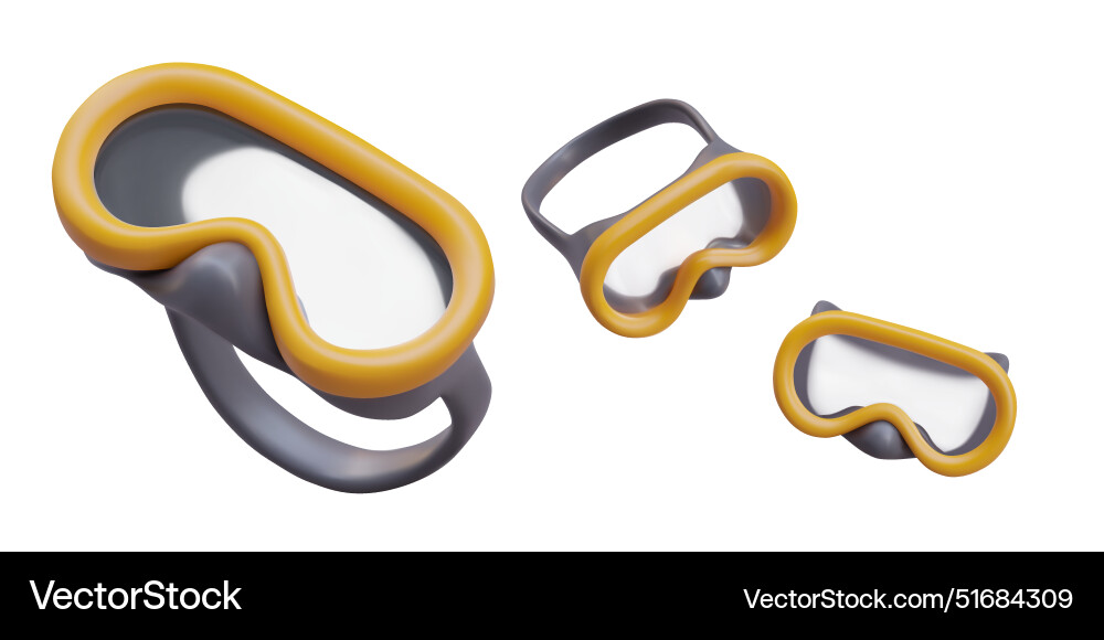 Yellow mask for underwater swimming in different Vector Image