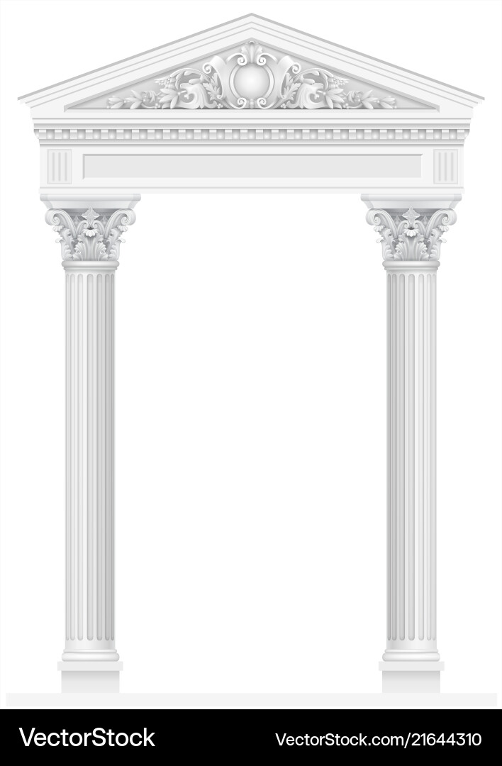 Antique white colonnade with old ionic columns Vector Image