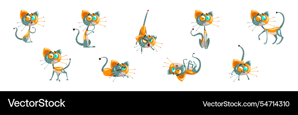 Cyborg cat artificial intelligence and mechanical Vector Image