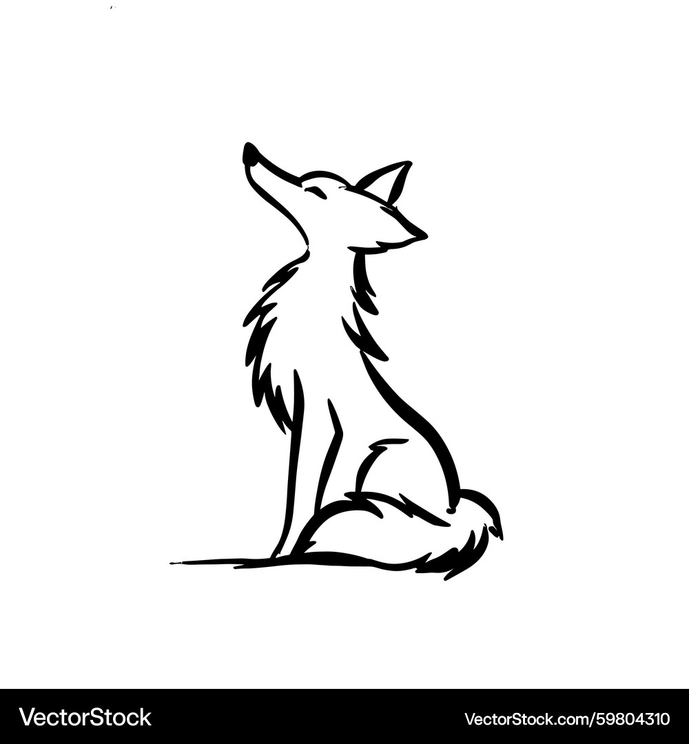 Elegant Coyote Line Art Royalty Free Vector Image