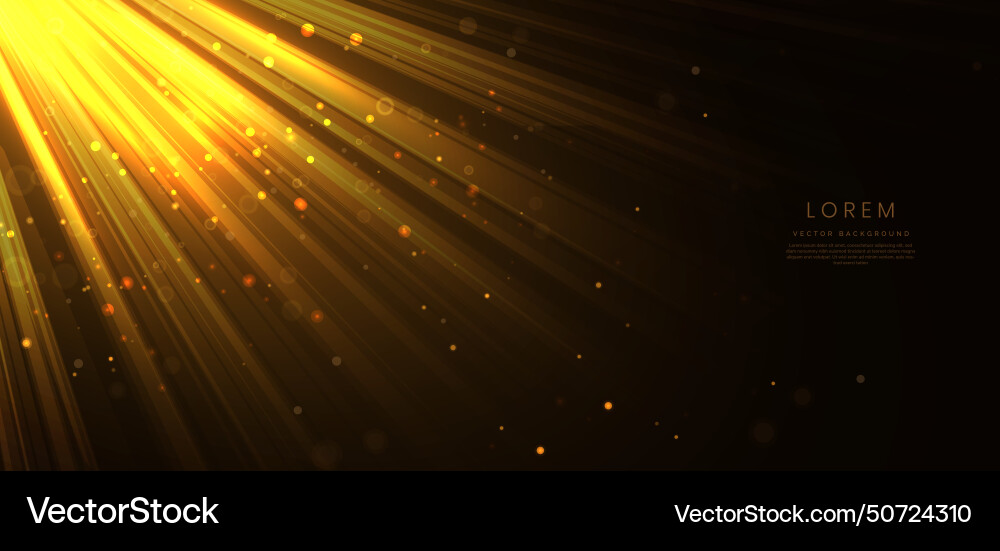 Elegant golden light ray on black background Vector Image