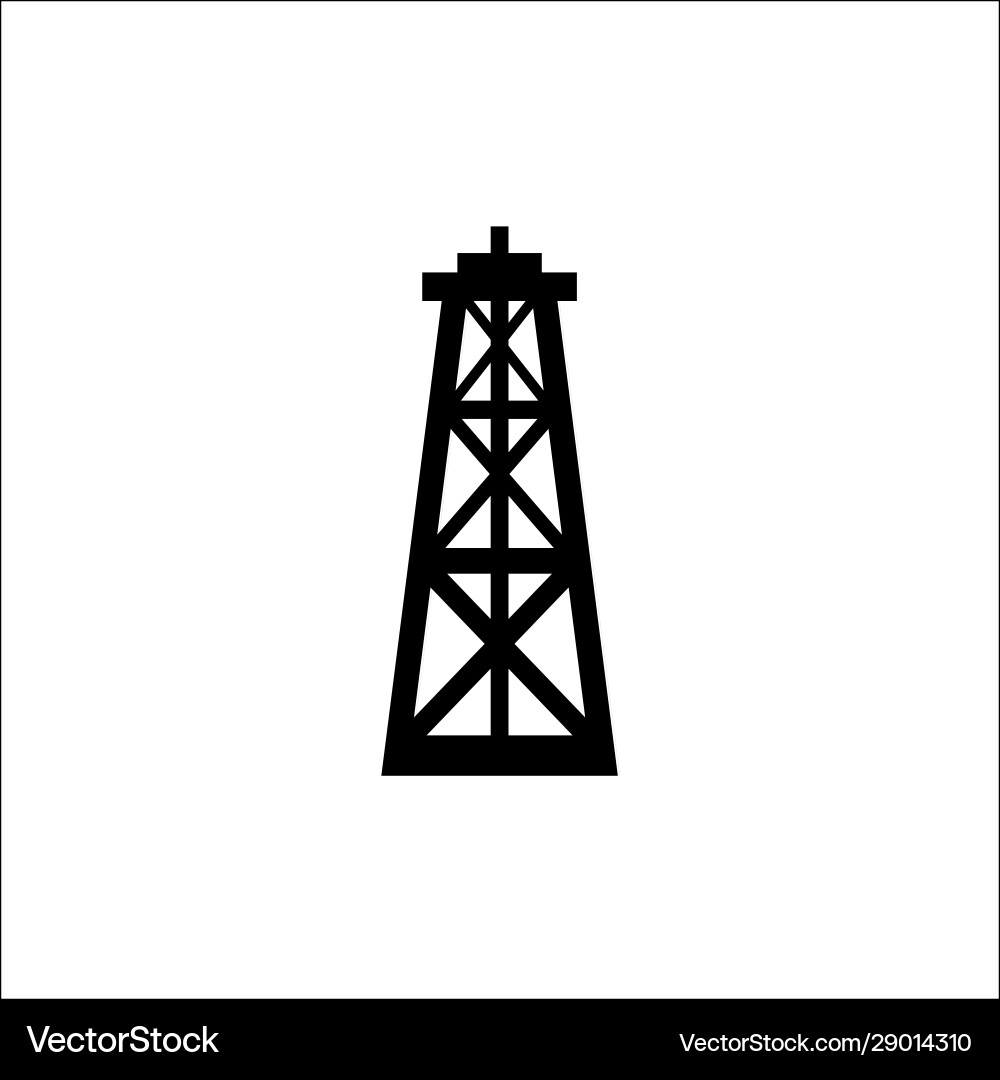 Oil Rig Icon - Black and White Royalty Free Vector Image