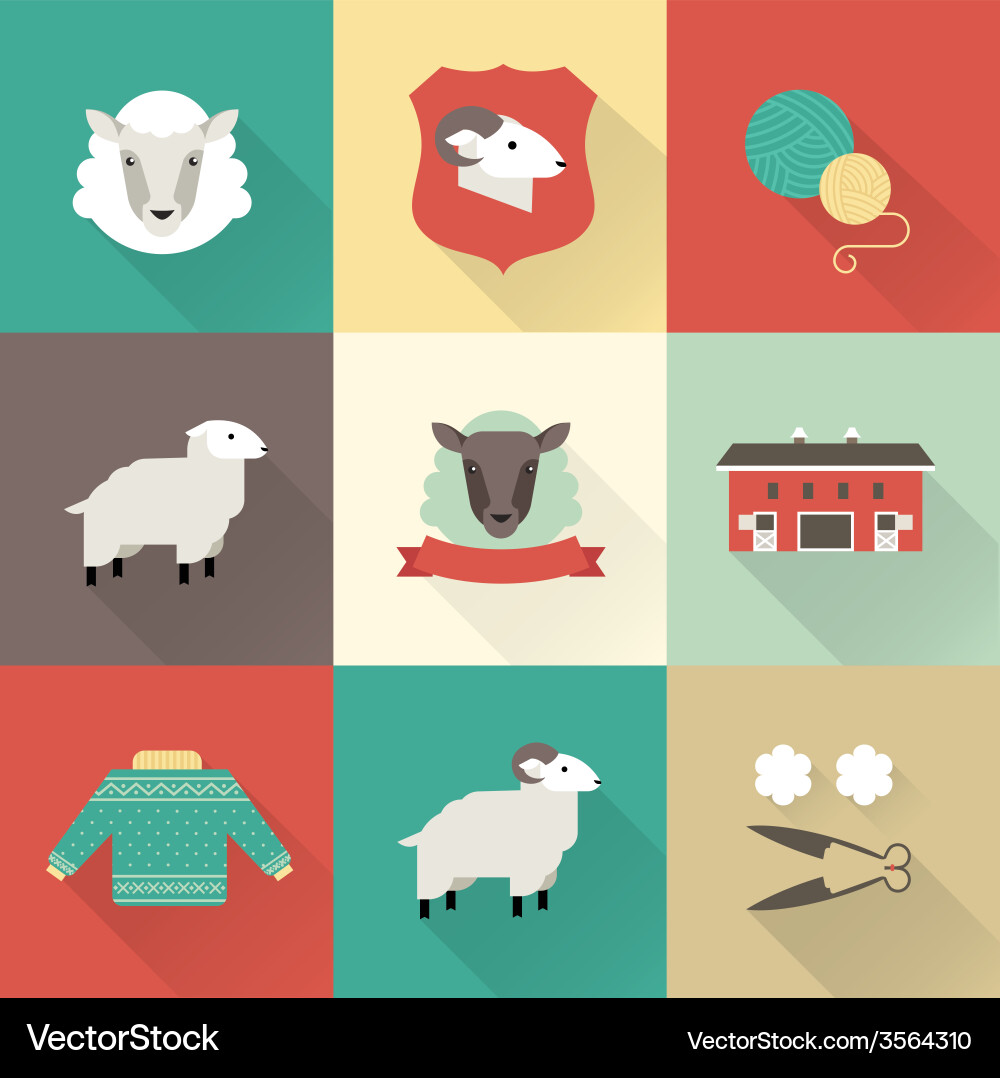 Sheep set Royalty Free Vector Image - VectorStock