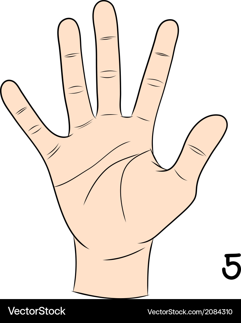 Sign language number 5 Royalty Free Vector Image