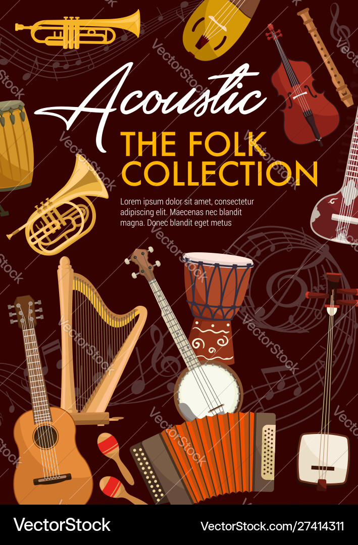 Acoustic musical instruments folk music Royalty Free Vector
