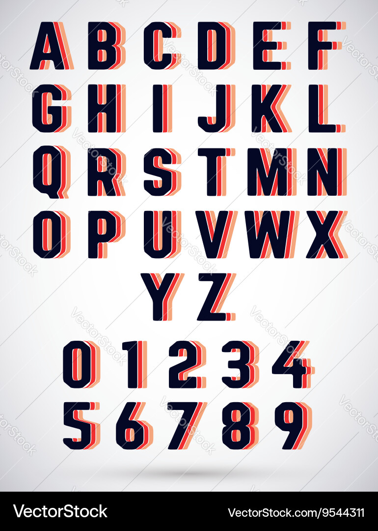 Alphabet triple font Royalty Free Vector Image