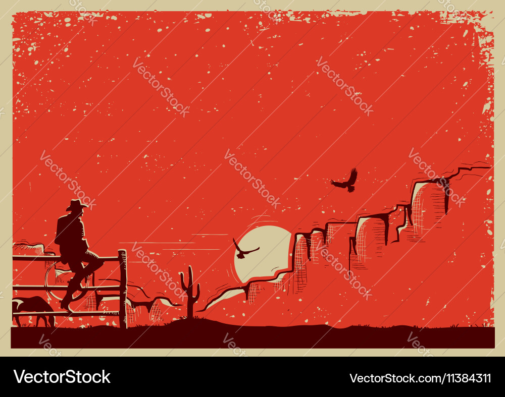 Cowboy sitting on ranch Royalty Free Vector Image